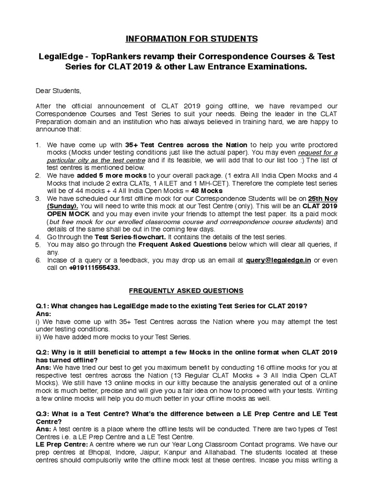 Information For Students Legaledge - Toprankers Revamp Their ...