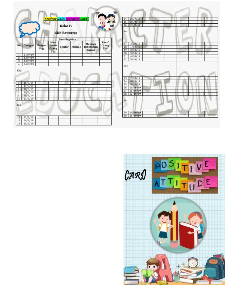 Student Daily Activities Card | PDF