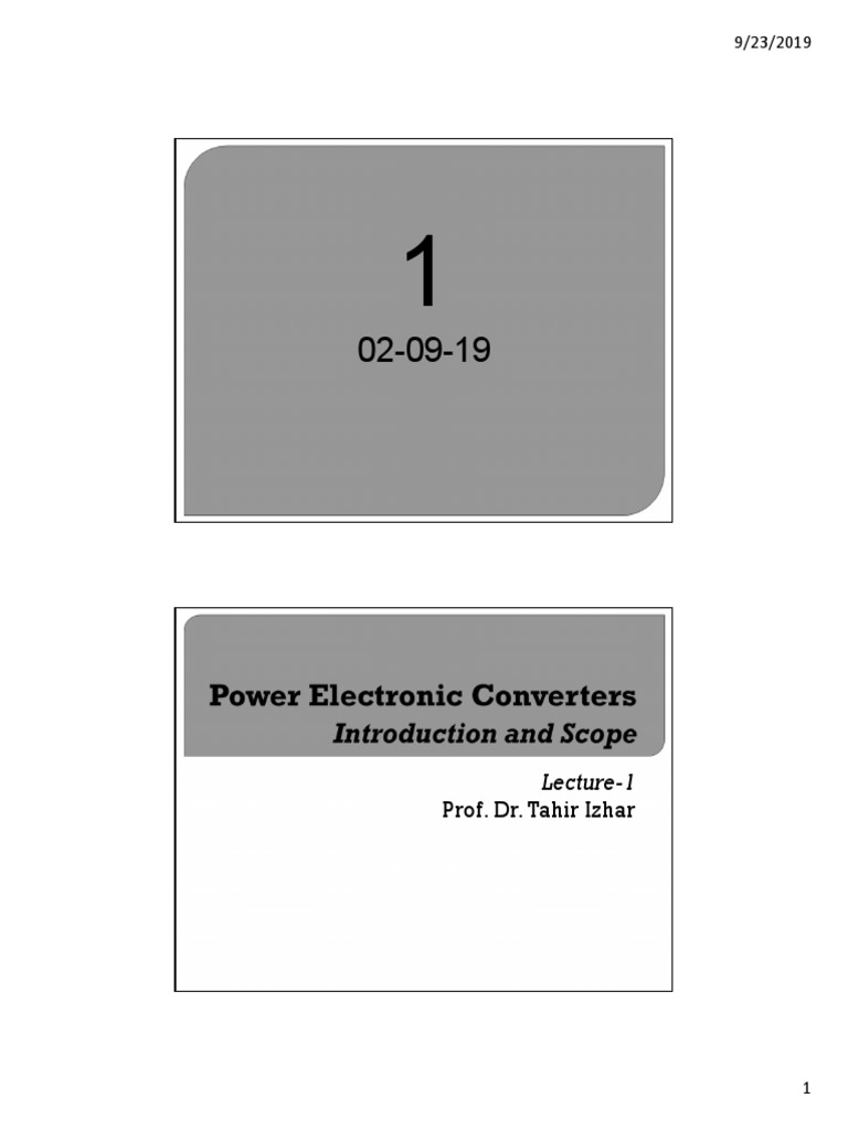 Lec1 PEC 19 | PDF | Power Electronics | Electric Power