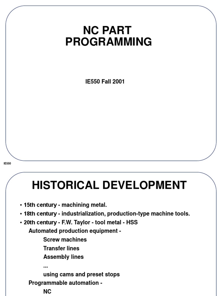 NC Part Programming: IE550 Fall 2001 | PDF | Numerical Control ...