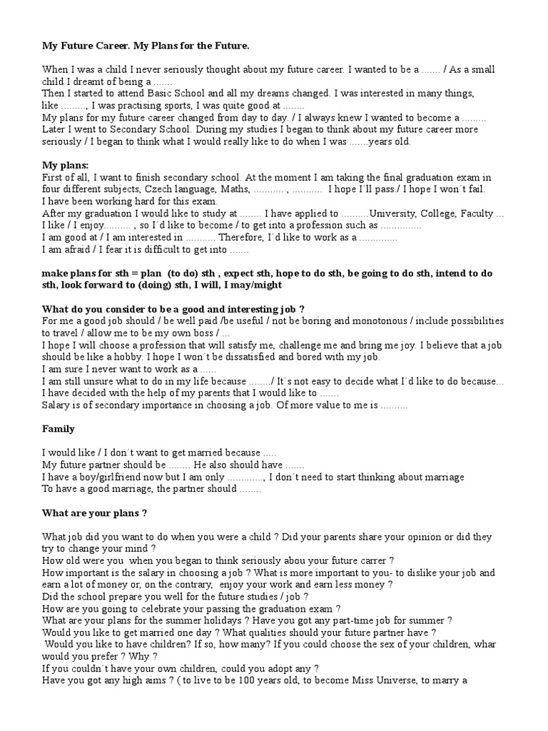 My Future Career | PDF | Psychology