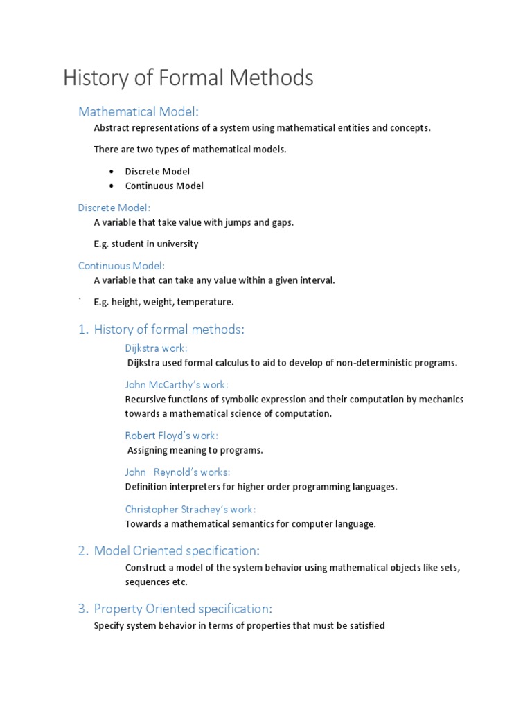 History of Formal Methods: Mathematical Model | PDF | First Order Logic | Programming Language