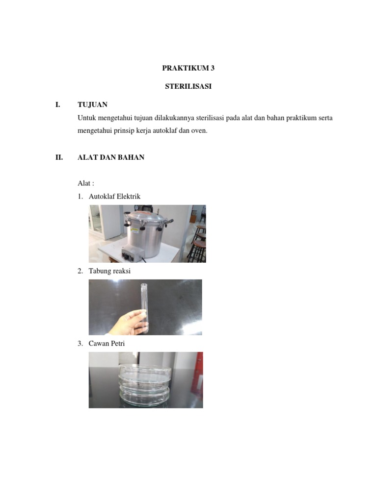 Sterilisasi Alat dan Bahan Praktikum | PDF | Sains & Matematika