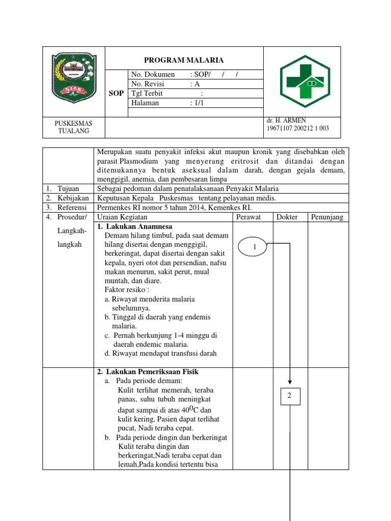 Sop Program Malaria Puskesmas Tualang 2 | PDF | Pengembangan Diri
