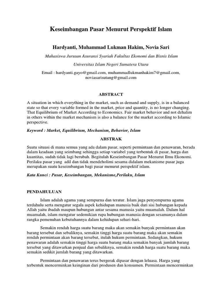 Keseimbangan Pasar Islam, Asr 4 B | PDF
