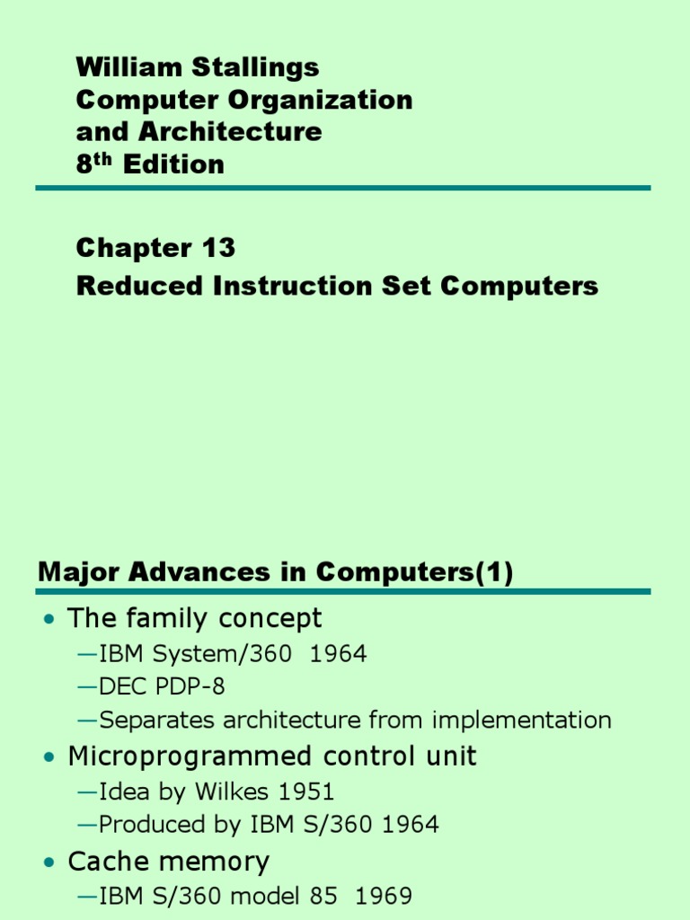 William Stallings Computer Organization and Architecture 8 Edition Reduced Instruction Set ...