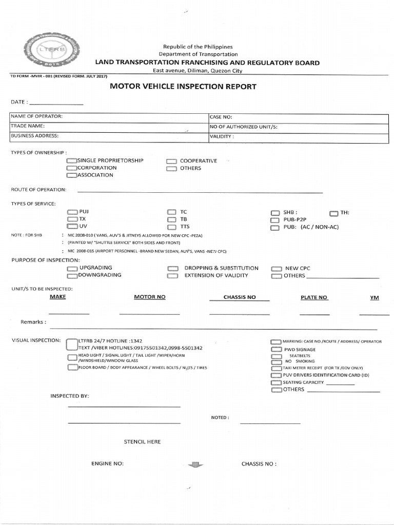 F. Unit Inspection Form PDF