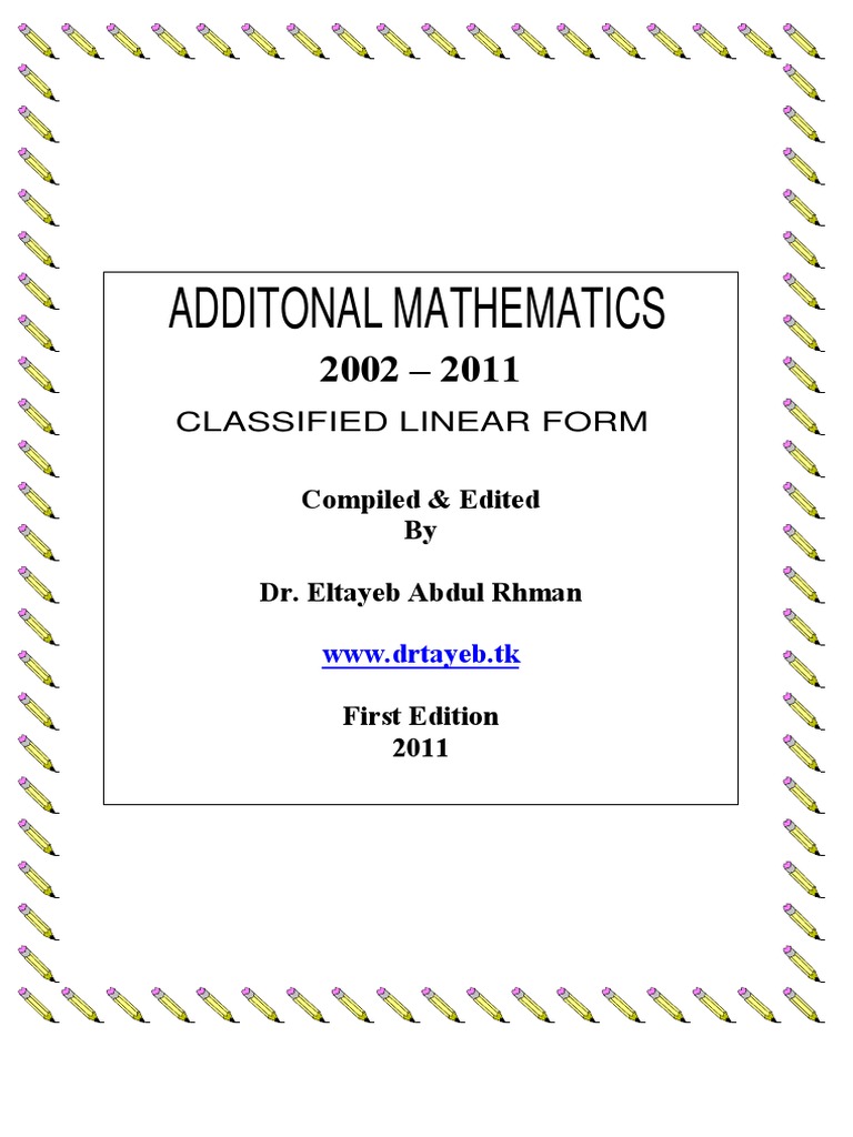 Additonal Mathematics: Classified Linear Form | PDF | Cartesian ...