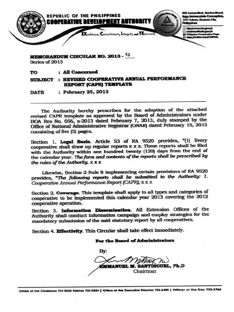 MC2013 13 Revised Cooperative Annual Report Performance Report (Capr ...