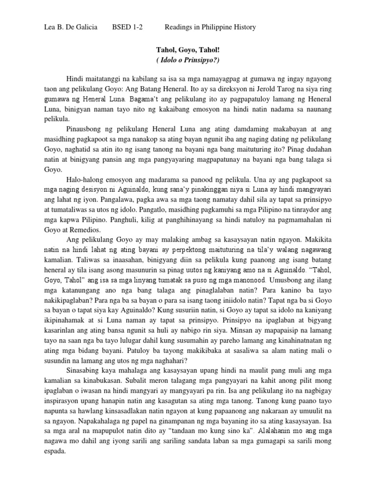 Reflection Paper in GOYO | PDF