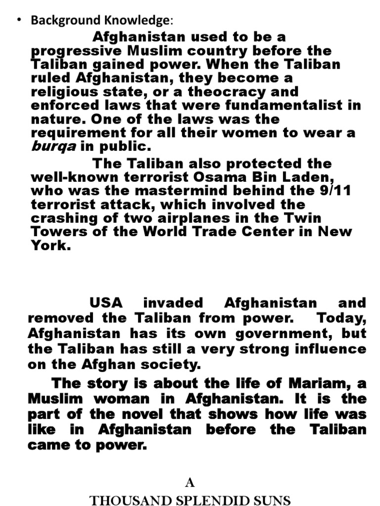 A Thousand Splendid Sun | PDF | Taliban | Afghanistan