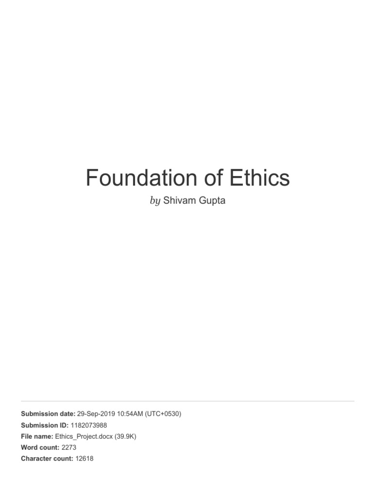 Foundation of Ethics | PDF