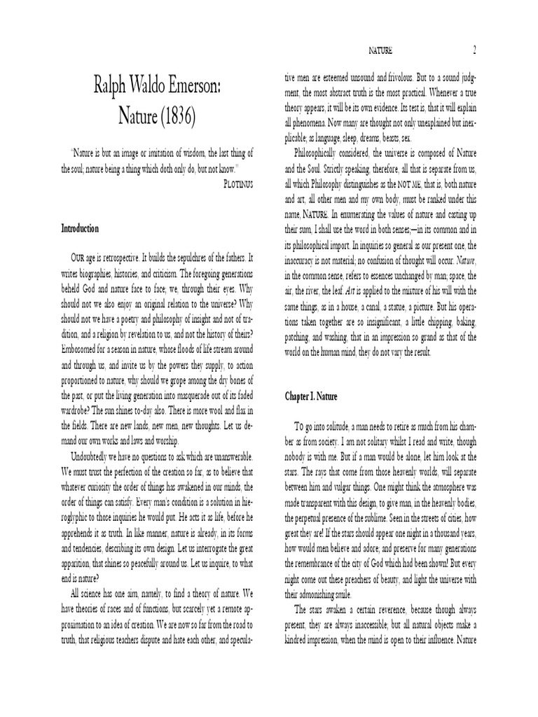 Ralph Waldo Emerson: Nature (1836) | PDF | Nature | Soul