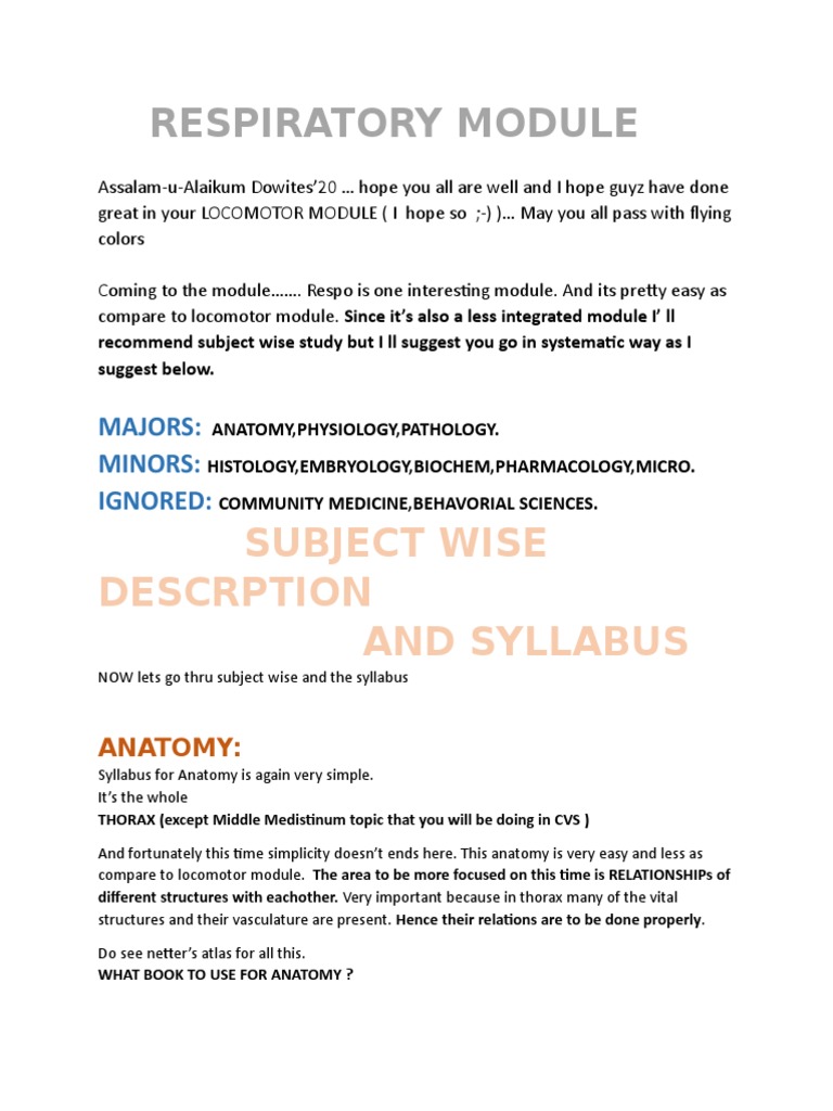 Respiratory Module 1 1 | PDF | Respiratory System | Life Sciences