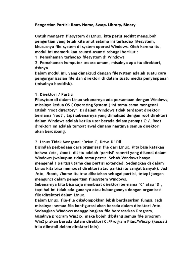 Arti dan Fungsi Partisi di Linux | PDF | Kajian Bahasa Asing