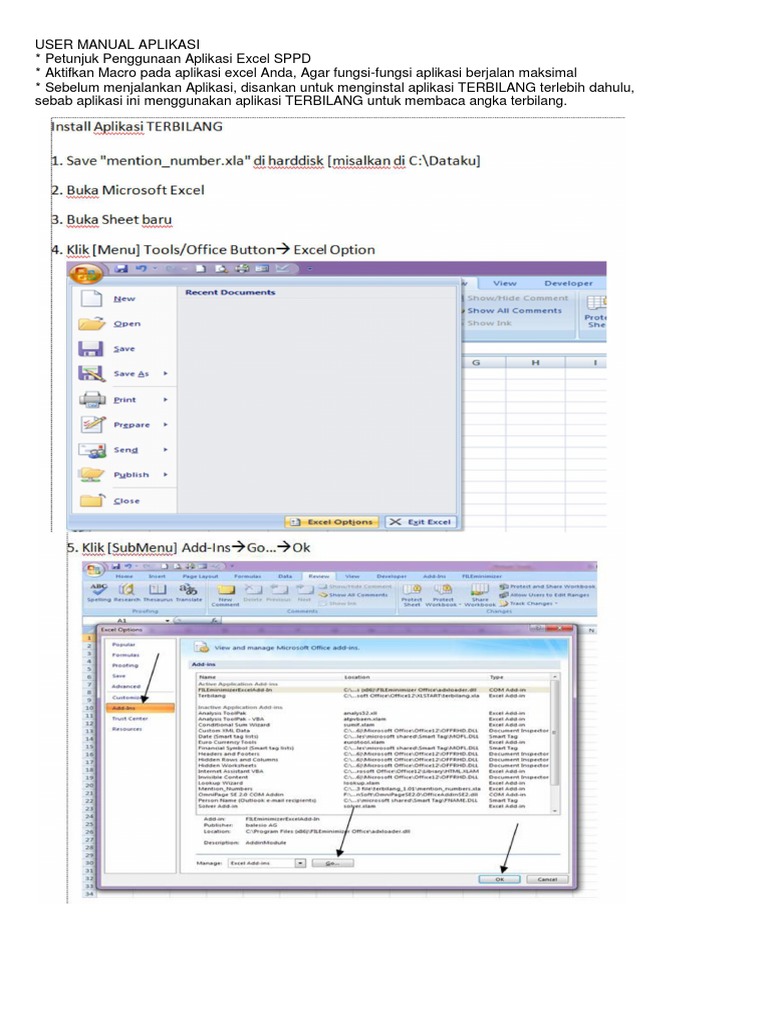 Panduan Penggunaan Aplikasi Excel SPPD | PDF