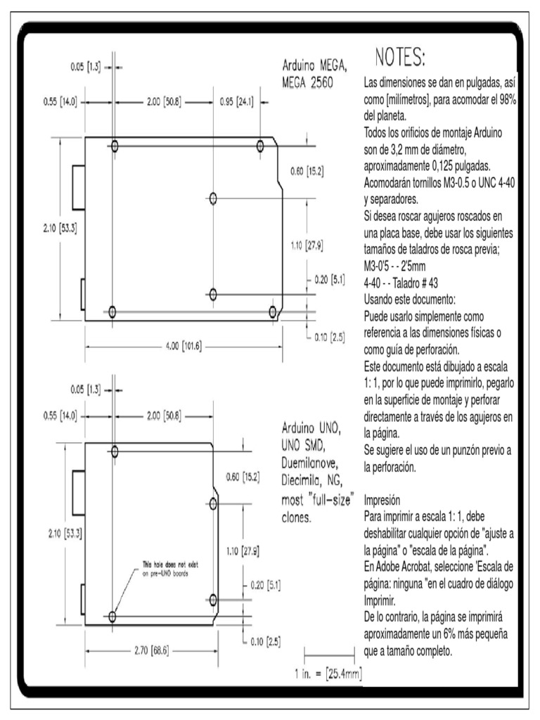 Arduino Dimensiones Placa y Agujeros Ok