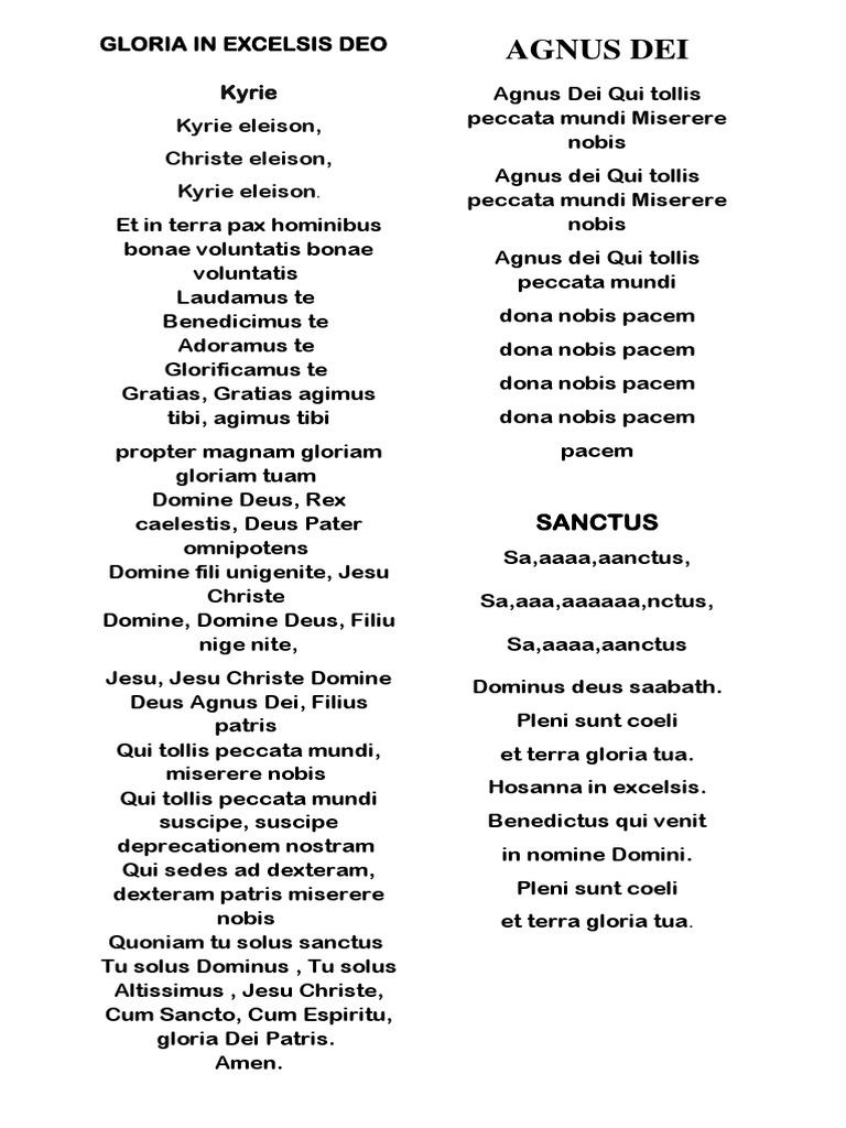 Kyrie Eleison and Agnus Dei Lyrics | PDF