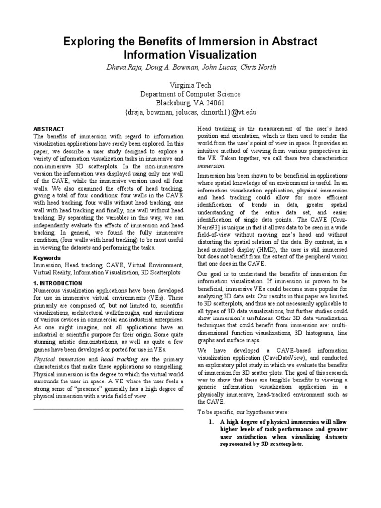Exploring the Benefits of Immersion and Head Tracking for Information ...