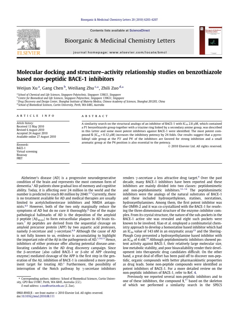 Bioorganic & Medicinal Chemistry Letters: Weijun Xu, Gang Chen ...