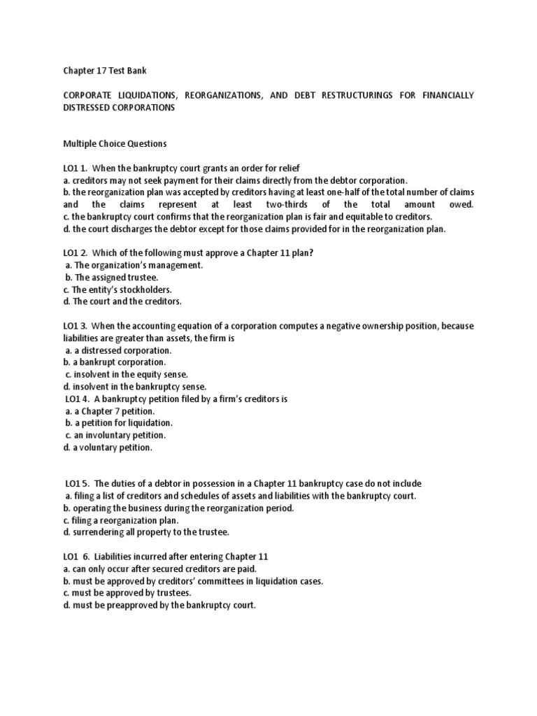 Corporate Liquidation and Organization 1 | PDF | Chapter 11 | Bankruptcy