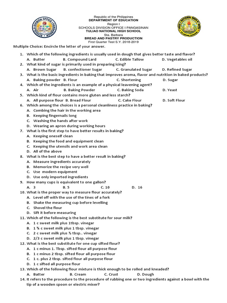 BPP Exam | PDF | Baking | Flour