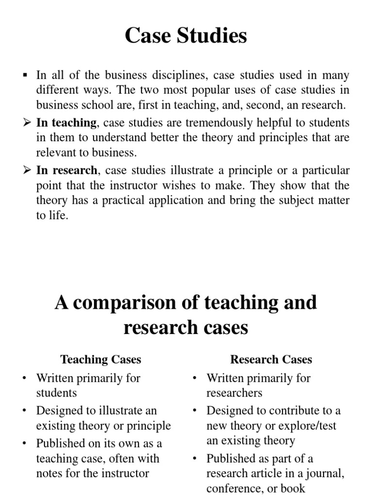 Comparing the Uses of Teaching Cases and Research Cases in Business ...