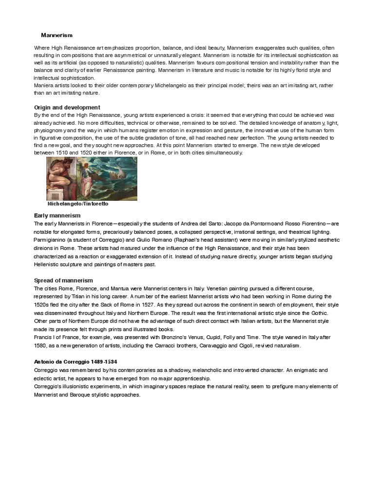 Understanding Mannerism in Art | PDF | Renaissance Art | Western Art