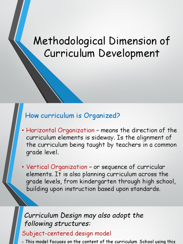 Methodological Dimension of Curriculum Development | PDF | Curriculum ...