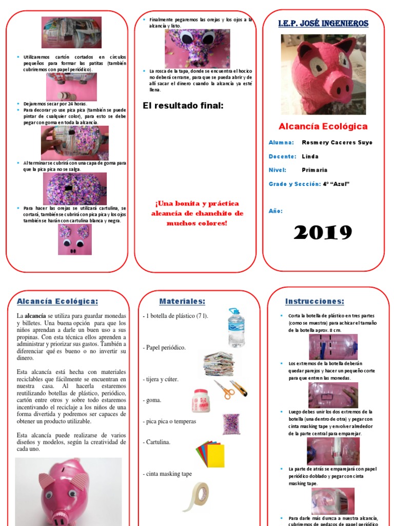 Triptico Alcancia | PDF | Botella | Papel