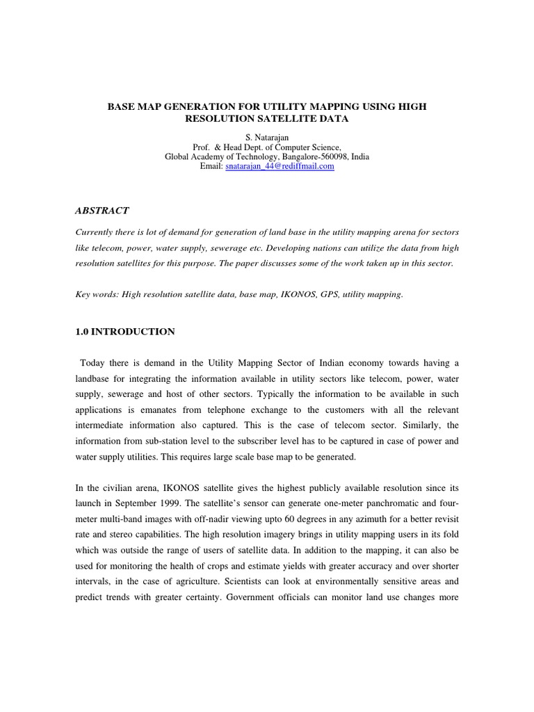 Base Map Generation For Utility Mapping Using High Resolution Satellite