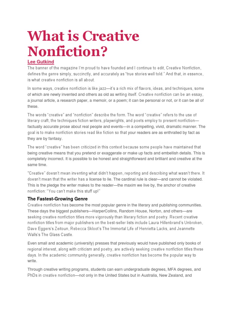 What Is Creative Nonfiction | PDF | Creative Nonfiction | Narrative