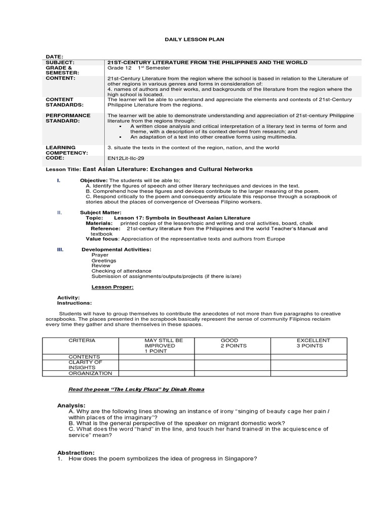 Symbols in Southeast Asian Literature | PDF | Lesson Plan | Learning