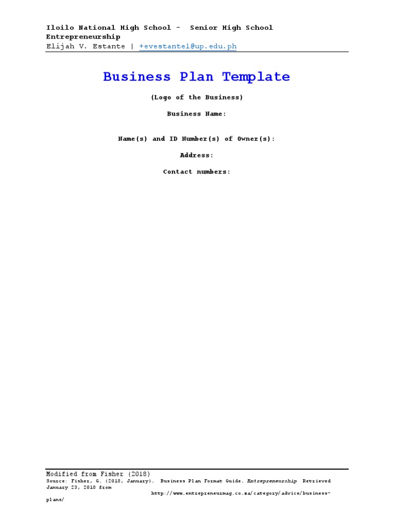 Business Plan Template | PDF | Entrepreneurship | Business