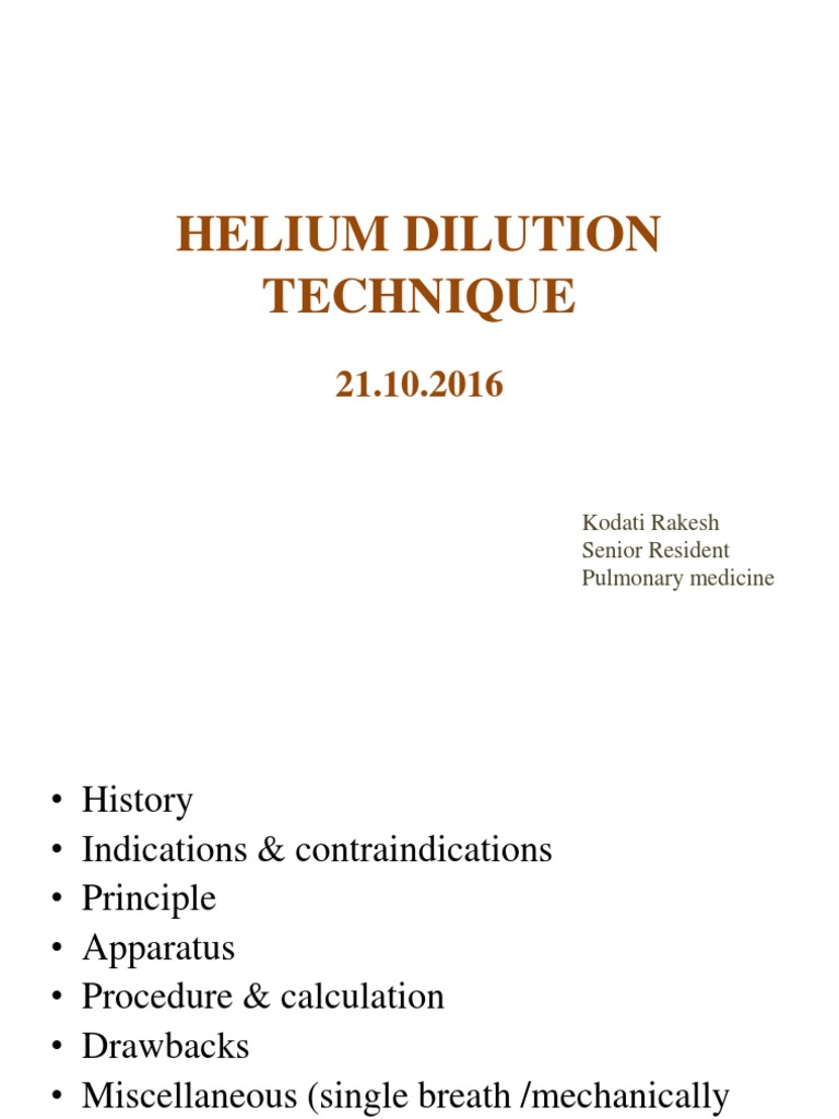 Helium Dilution Technique for Lung Volumes | PDF | Breathing | Lung