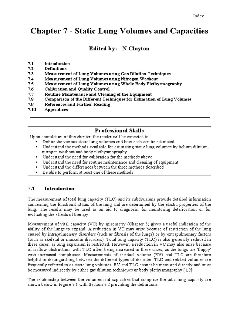 E Static Lung Volumes and Capacities | PDF | Respiration | Respiratory ...