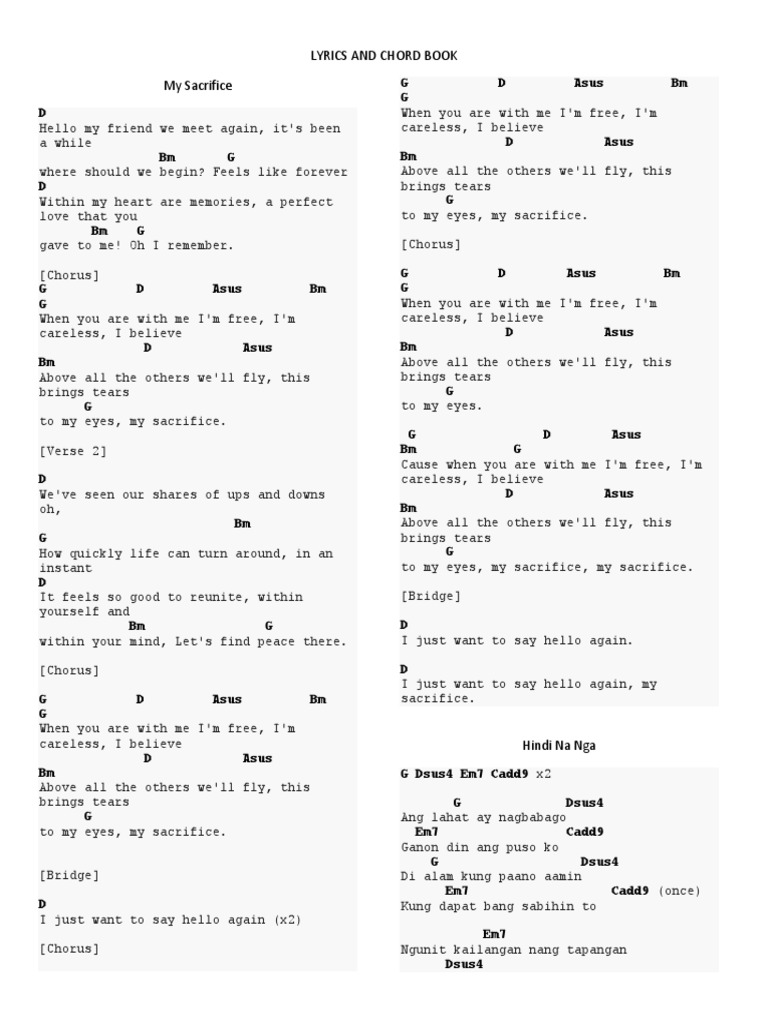 Lyrics and Chord Book | PDF | Song Structure | Musical Compositions