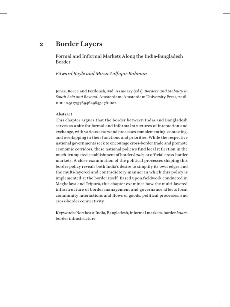 Border Layers Formal and Informal Market | PDF | Trade | Bangladesh