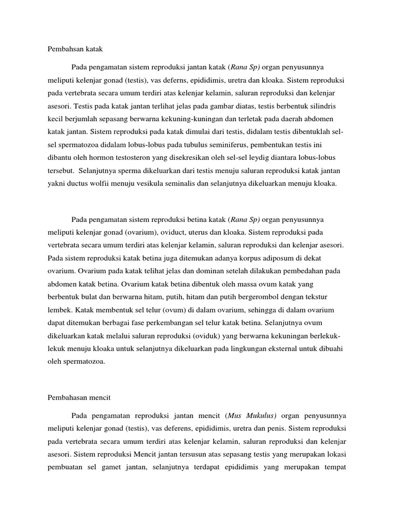 Sistem Reproduksi Katak dan Mencit | PDF