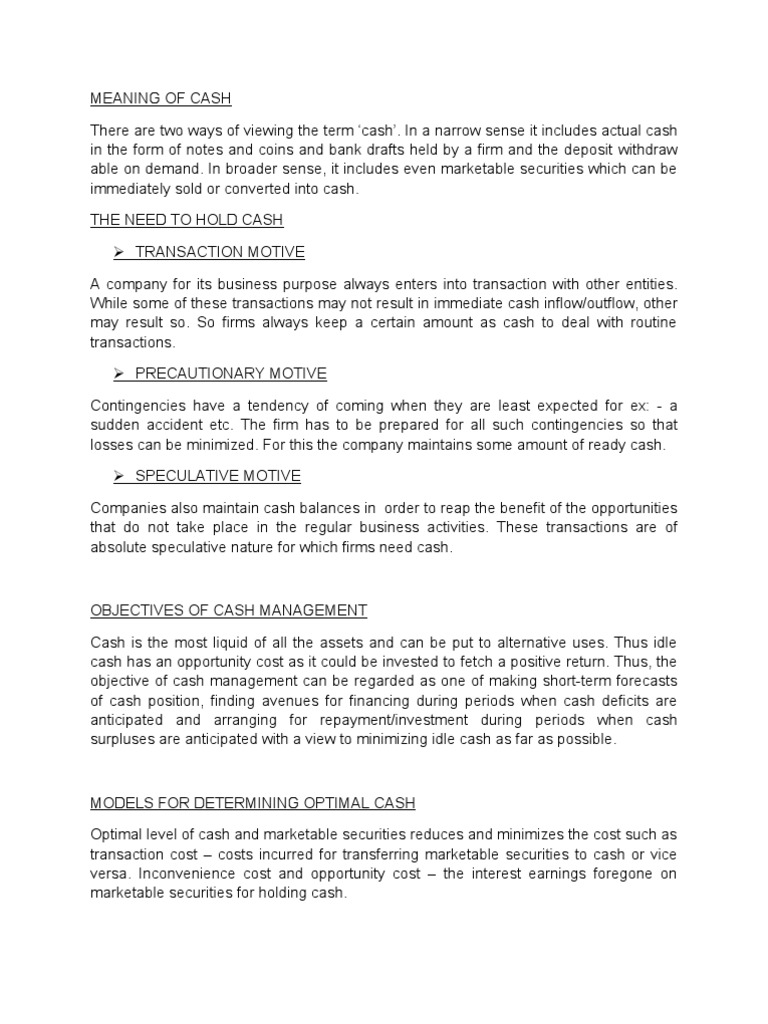 Meaning of Cash | PDF | Cash Flow Statement | Interest