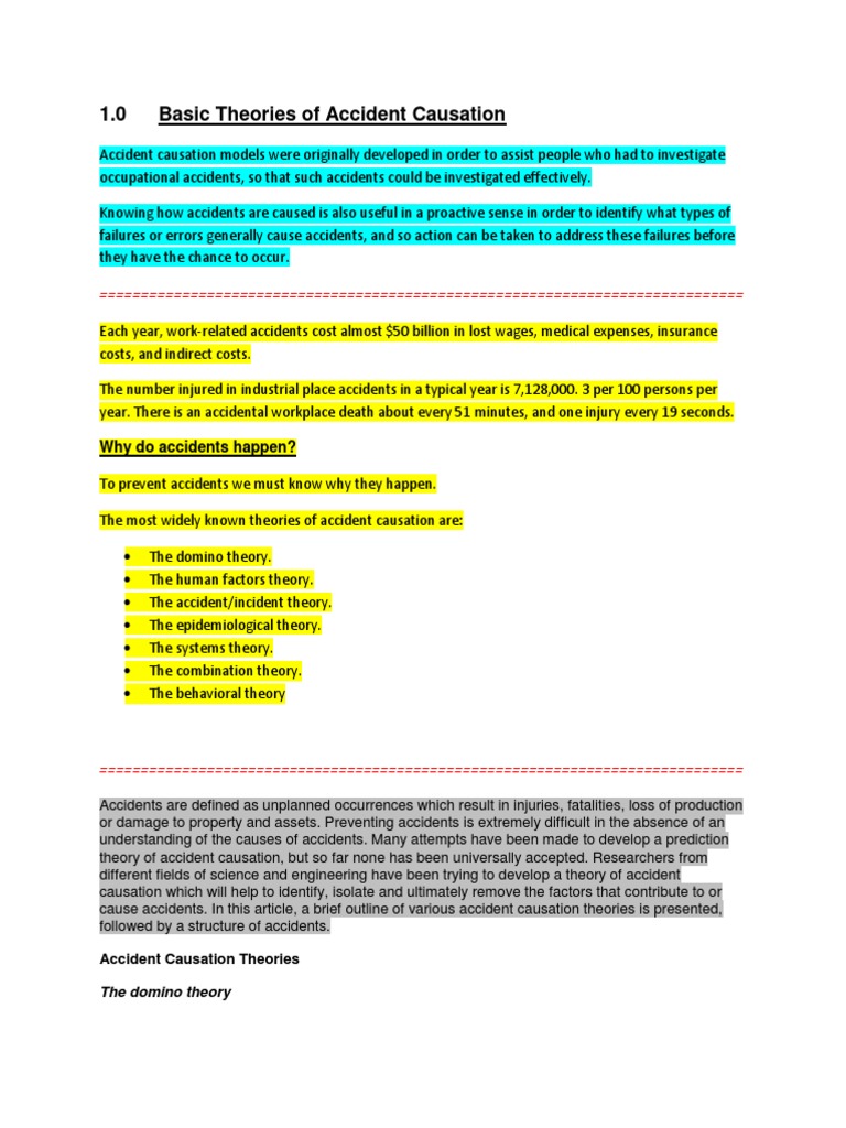 Accident Causation Theories Explained | PDF | Causality | Theory