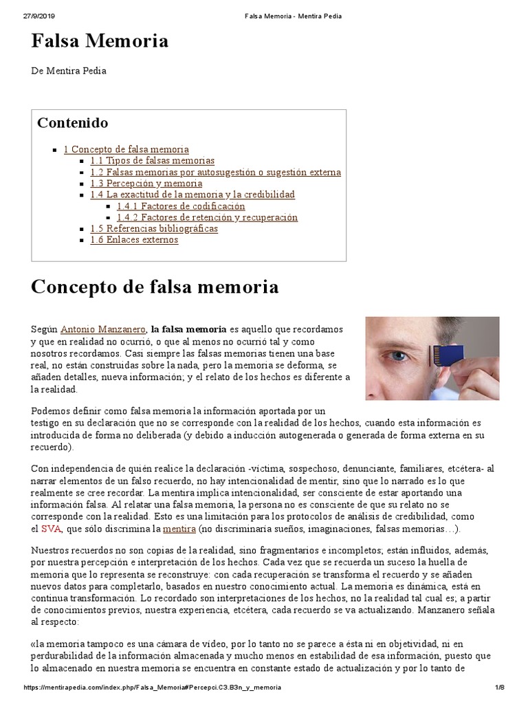 Falsas Memorias: Conceptos y Tipos | PDF | Parcialidad | Memoria