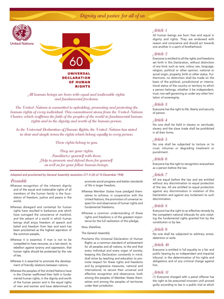 UN Declaration of Human Rights Summary | PDF | Natural And Legal Rights ...