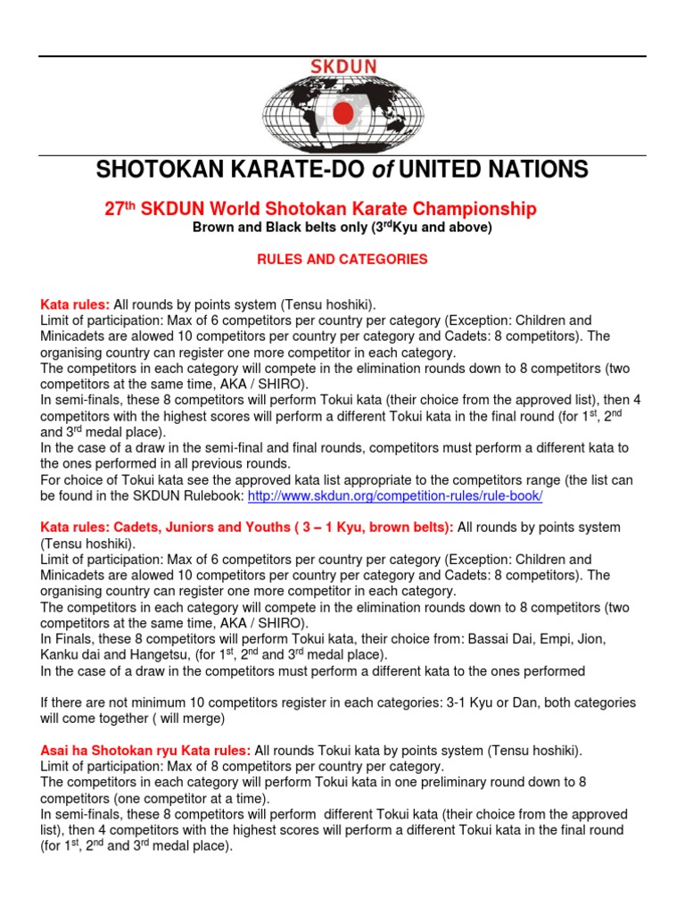 Categories and Rules For 27th SKDUN World Karate Championships | PDF ...