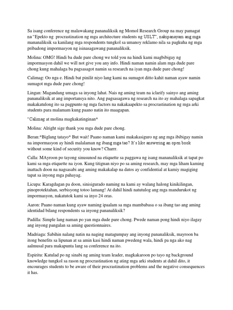 Dula Dulaan Script Filipino | PDF