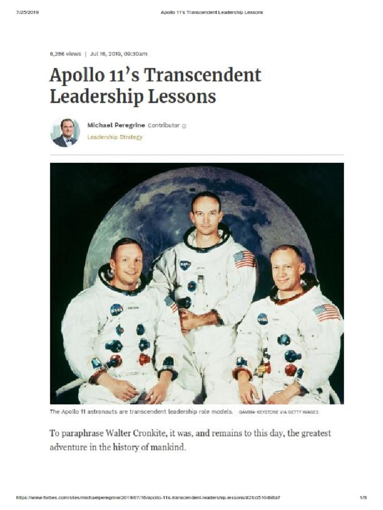 Apollo-11 - Transcendent Leadership Lessons PDF | PDF