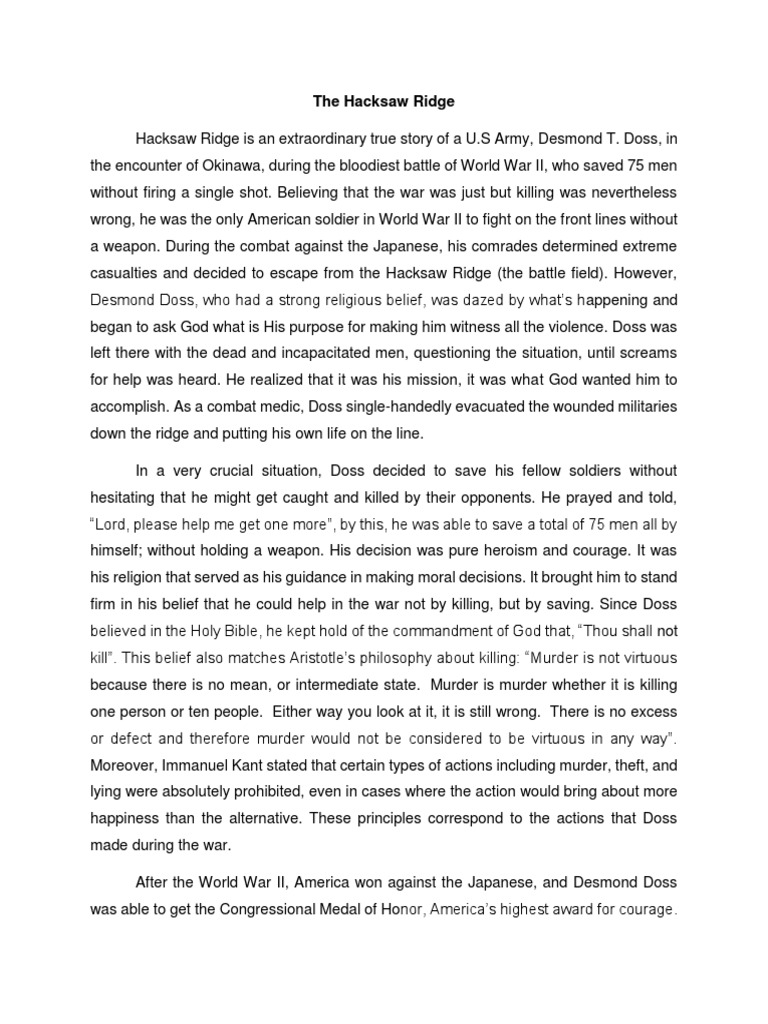 Hacksaw Ridge | PDF | Hacksaw Ridge | Courage