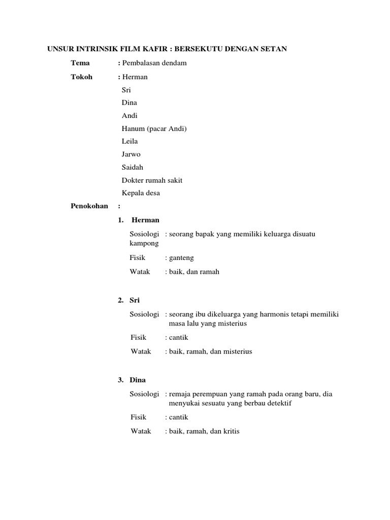 Unsur Ekstrinsik Dan Intrinsik Film Kafir (2018) | PDF