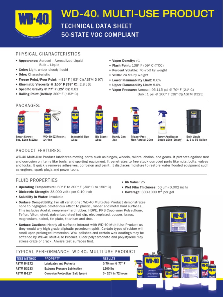 WD-40 Multi-Use Product: Technical Data Sheet 50-State Voc Compliant ...