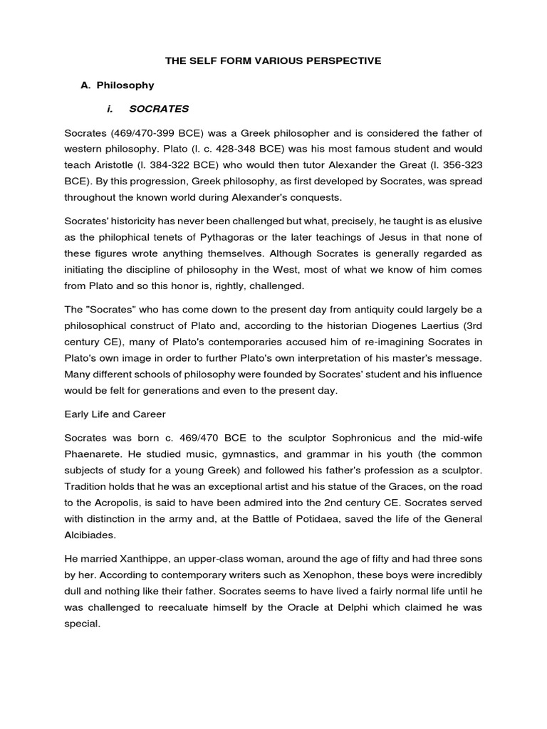 The Self Form Various Perspective | Download Free PDF | John Locke ...